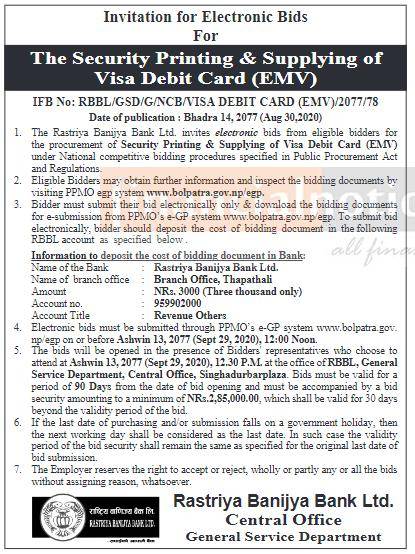 Invitation for Electronic Bids RBBL