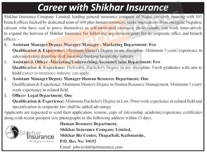 Career Opportunity Shikhar Insurance