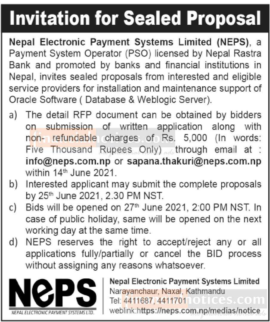 Invitation for Sealed Proposal NEPS