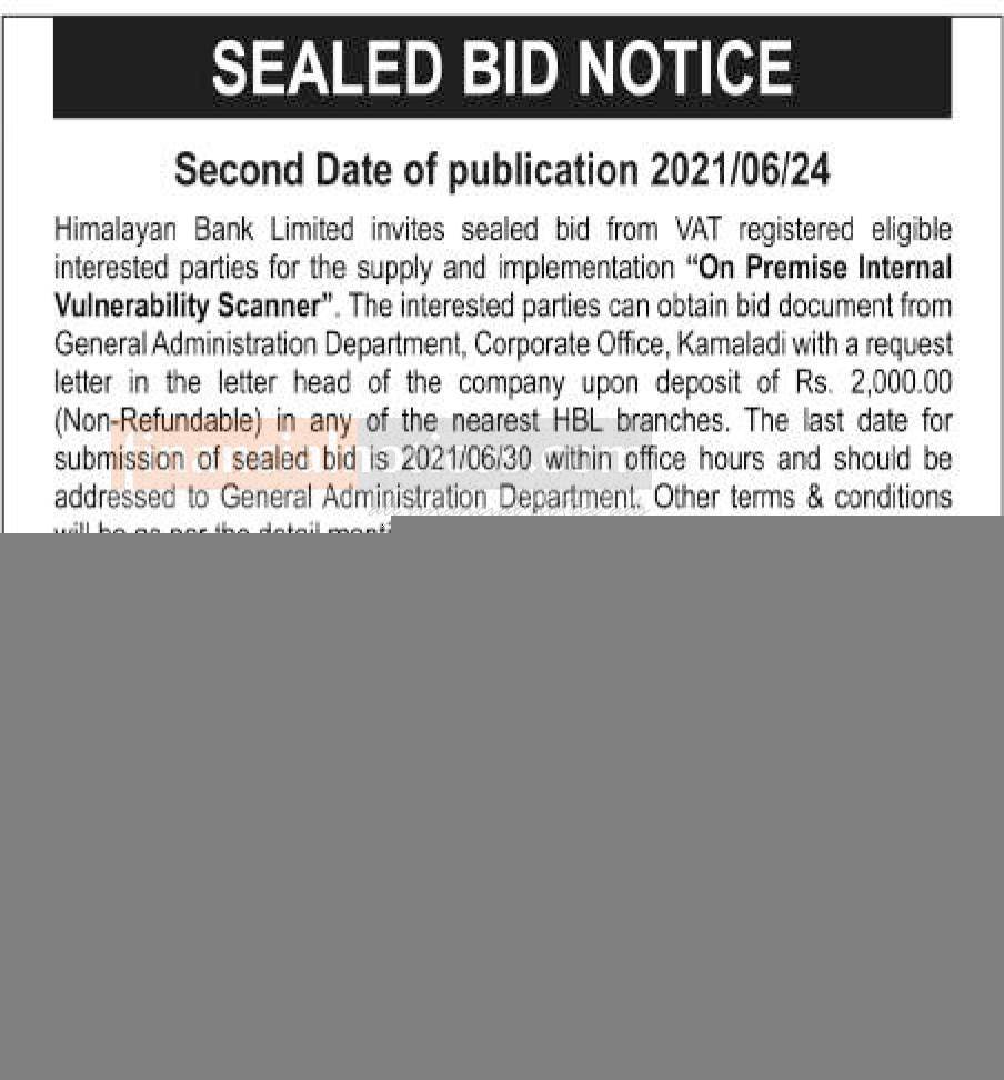Sealed Bid Notice Himalayan Bank Ltd