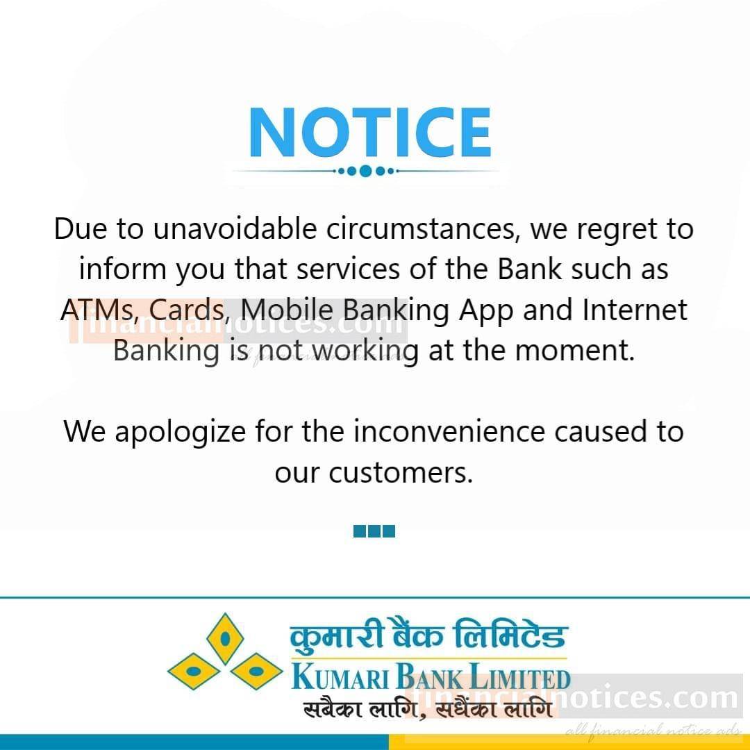 Important Notice Kumari Bank Ltd (KBL)