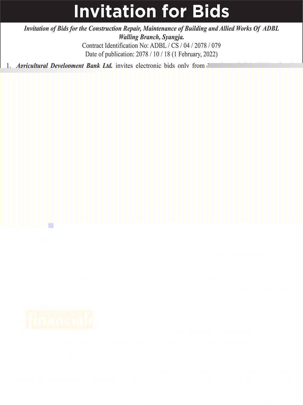 Invitation For Bids ADBL