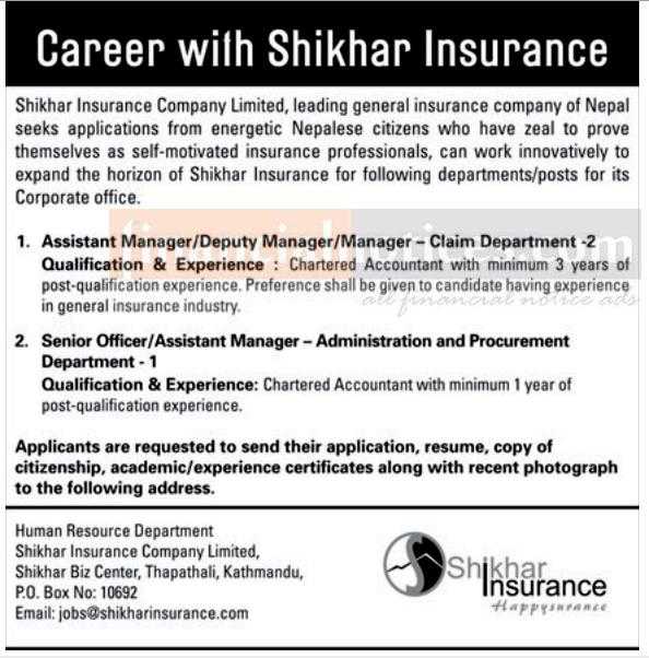 Career with Shikar Insurance Shikhar Insurance
