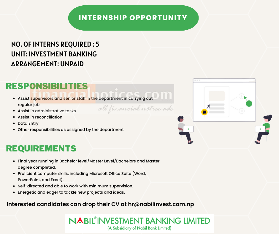 Internship Opportunity in Investment Banking Department Nabil Investment