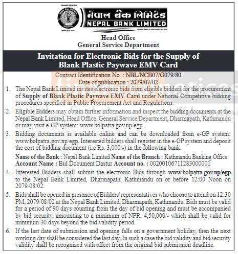 Invitation for Electronic Bids for the Supply of Blank Plastic Pywave ...