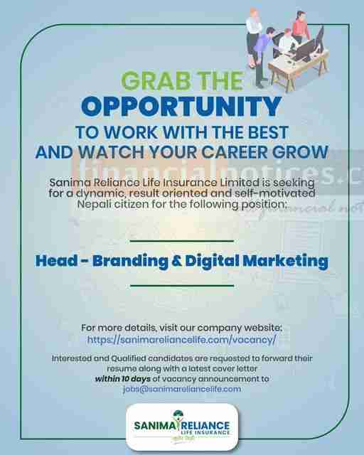 Sanima Reliance Life Insurance Ltd. Seeks Head of Branding and Digital ...