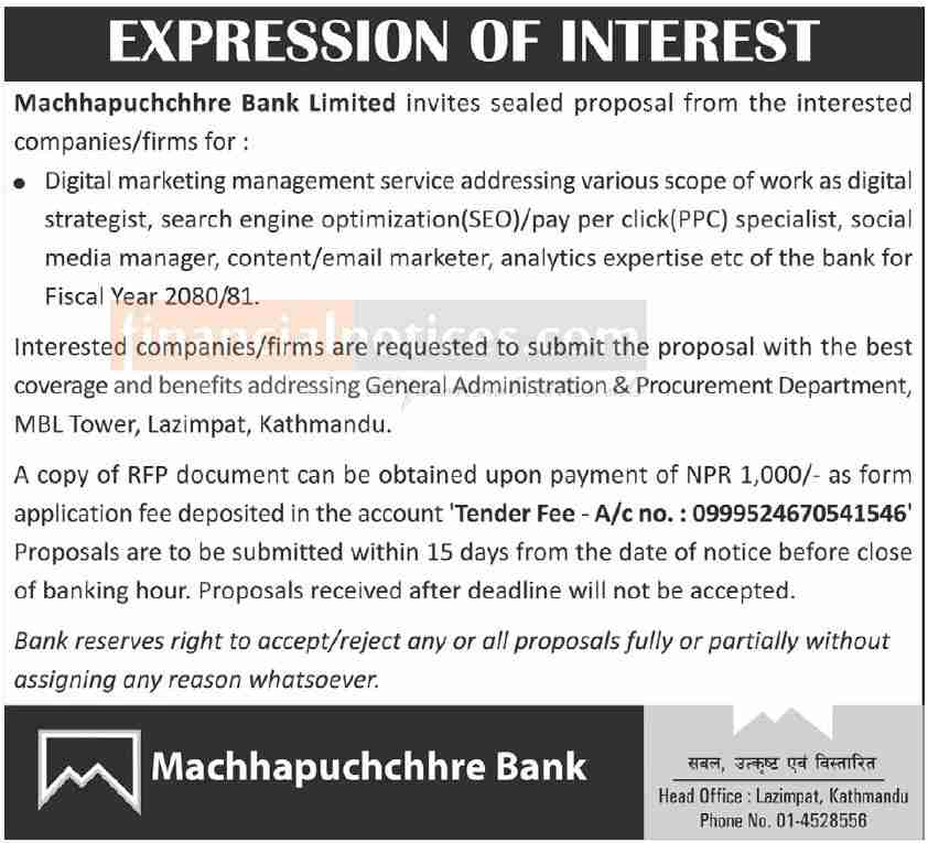 Expression of Interest Machhapuchhre Bank