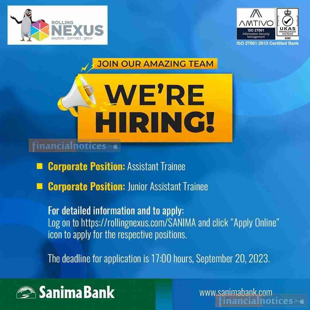 Banking Career Opportunity Sanima Bank Limited