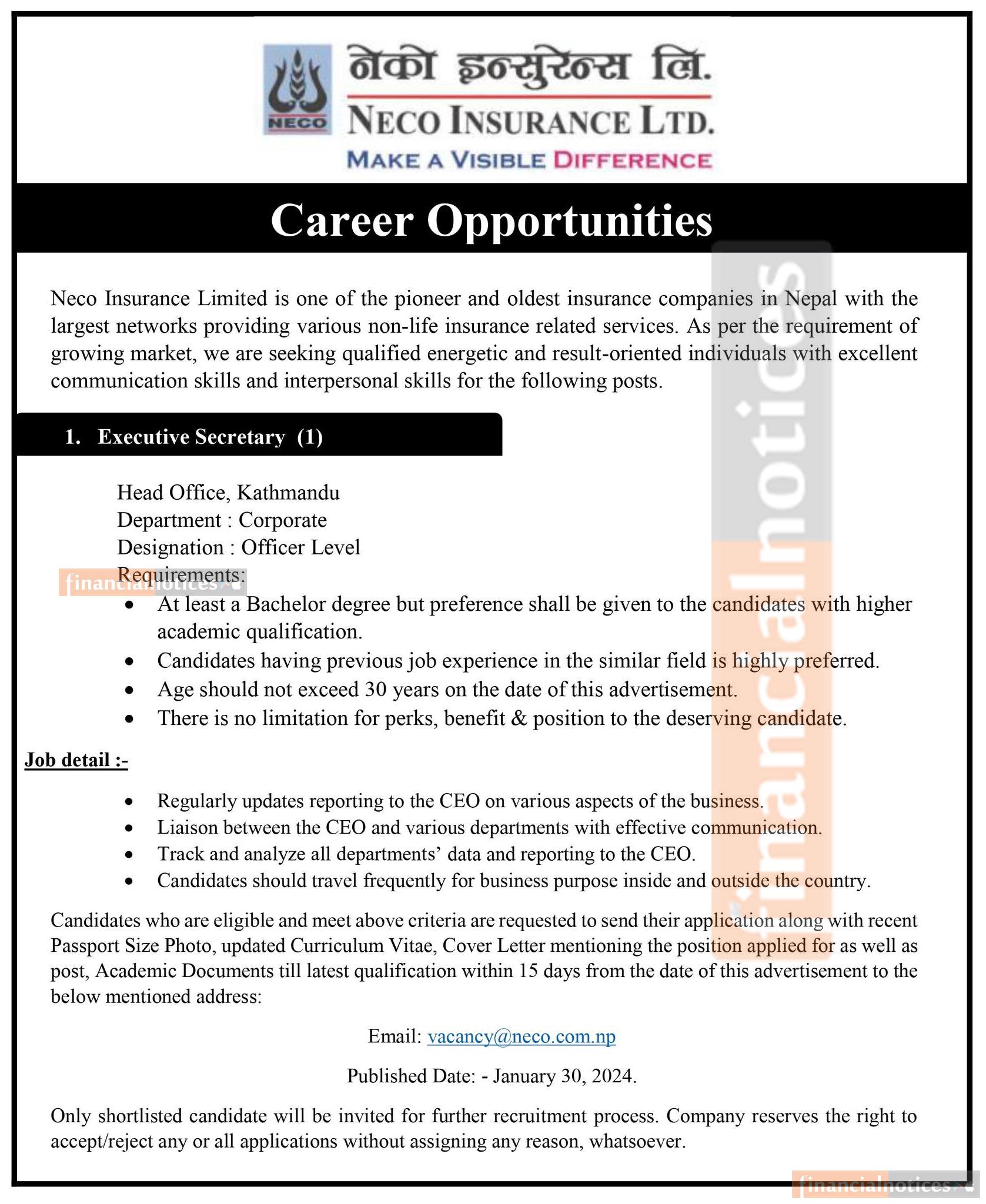 Career Opportunities at Neco Insurance Limited Neco Insurance Ltd.