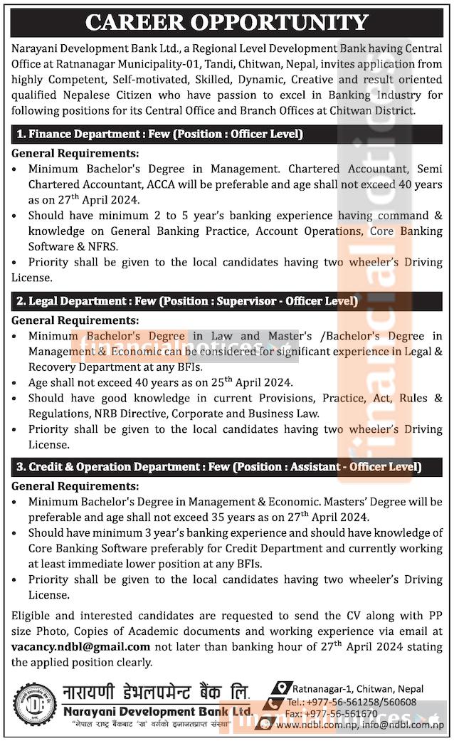Narayani Development Bank Seeks Dynamic Professionals for Various ...