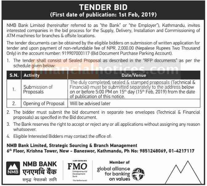 Tender Notice NMB Bank Limited