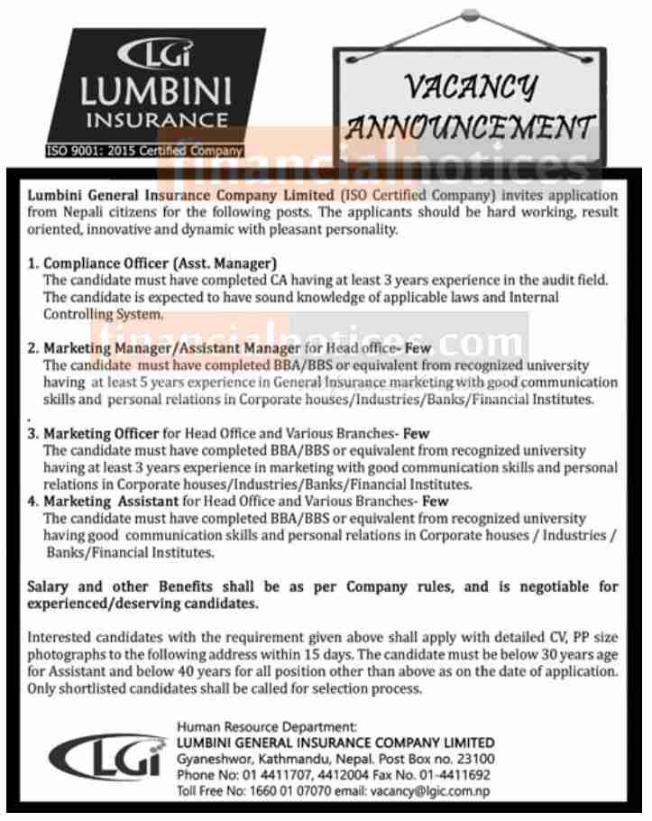 Job Vacancy Lumbini General Insurance