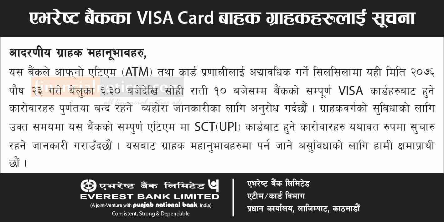 Important Notice Everest Bank Ltd.