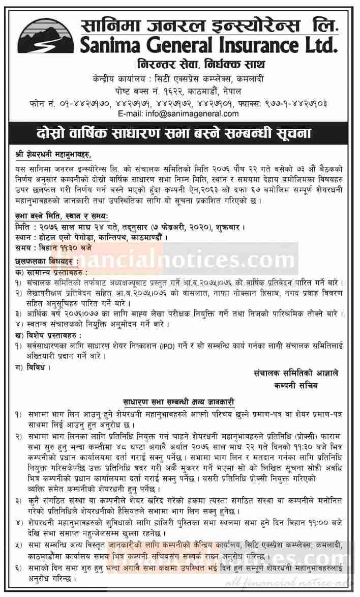 2nd Annual General Meeting Sanima GIC Insurance