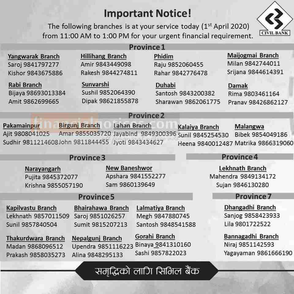 Important Notice Civil Bank Limited