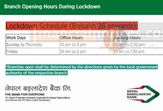 Branch Opening Hours during lockdown NB Bank