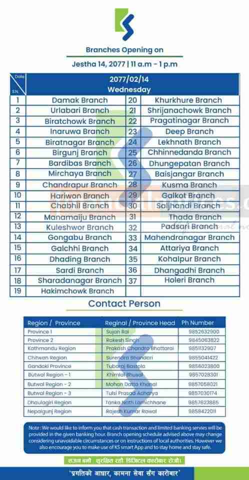 Kamana Banking Hours Notice Kamana Sewa Bikas Bank
