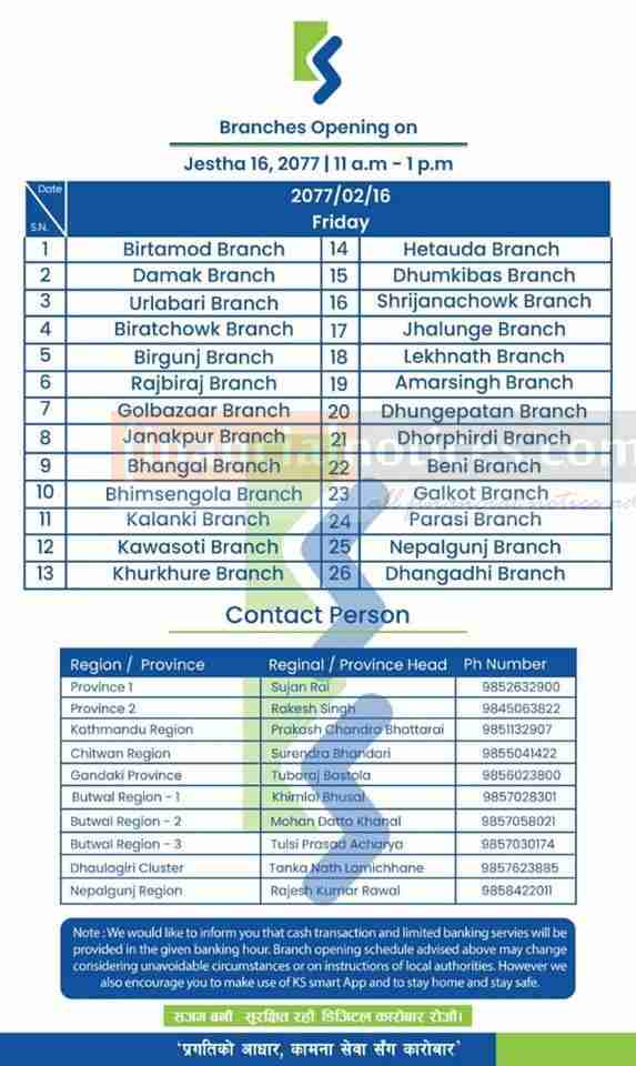 Kamana Banking Hours Notice Kamana Sewa Bikas Bank