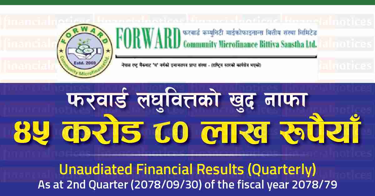 फरवार्ड लघुवित्तको खुद नाफा ४५ करोड ८० लाख रुपैयाँ Forward Microfinance