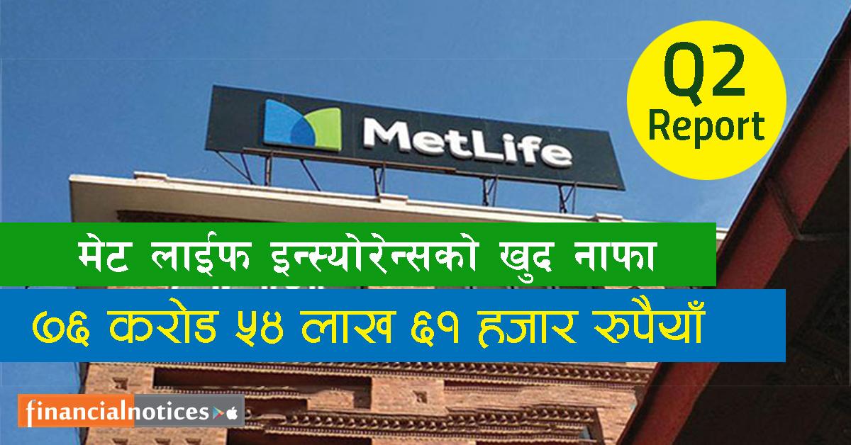 मेट लाईफ इन्स्योरेन्सको खुद नाफा ७६ करोड ५४ लाख ६१ हजार रुपैयाँ Metlife